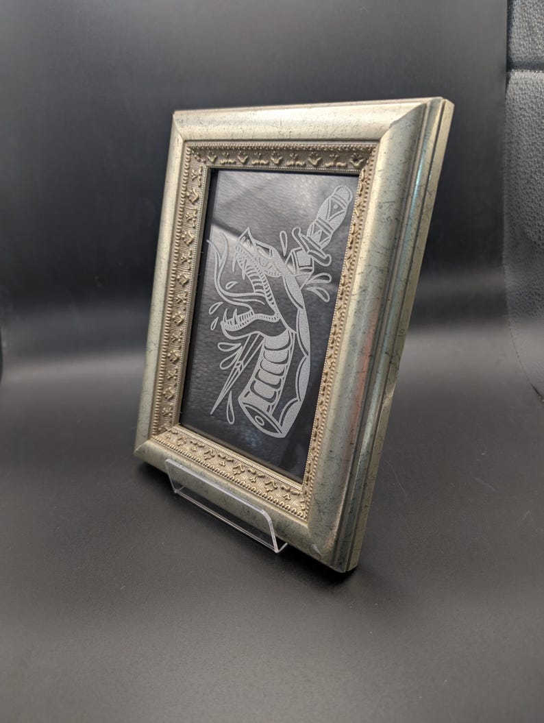 Laser Engraved/etched Snake Dagger Design | American Traditional Tattoo ...