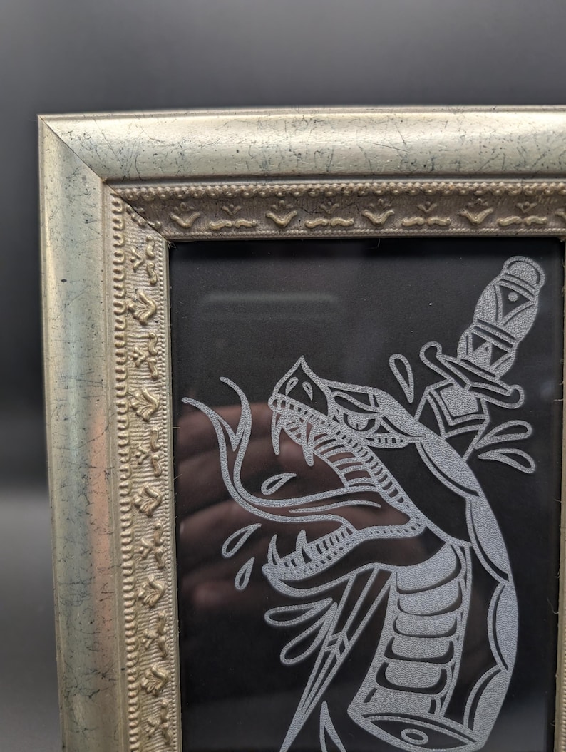 Laser Engraved/etched Snake Dagger Design | American Traditional Tattoo ...