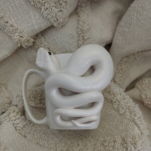 Whte Snake Mugpolymer Clay Mugpersonalized Muggift Mug - Etsy