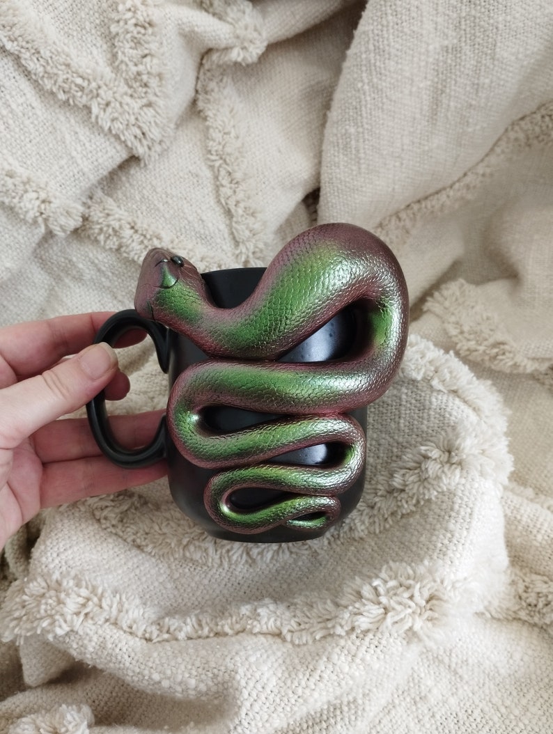 Snake Mug Chameleon Green Pigment, Coffee Mug,personalized Mug, Ceramic ...