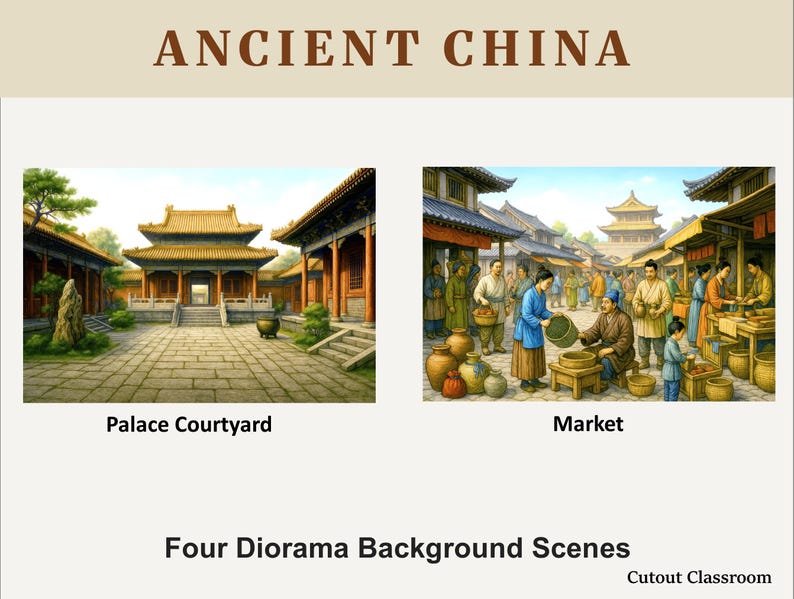 Ancient China Printable Paper Model Set,historical Figures and Diorama ...