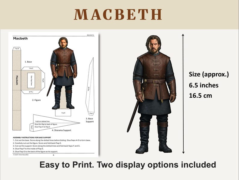 Macbeth Printable Paper Model Set, Figures & Diorama Scenes for Middle ...