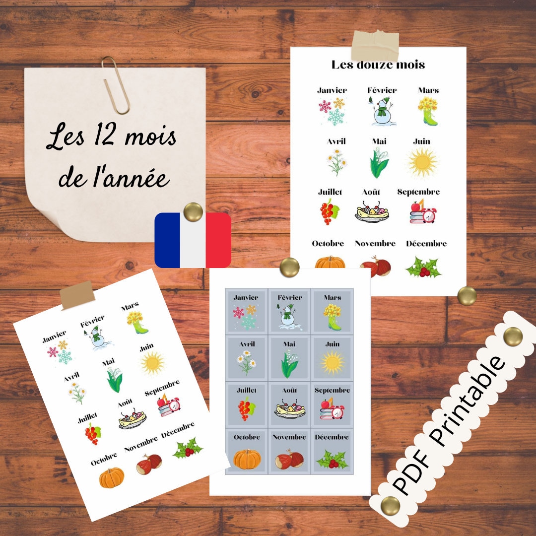 Posters the Months in French - Etsy