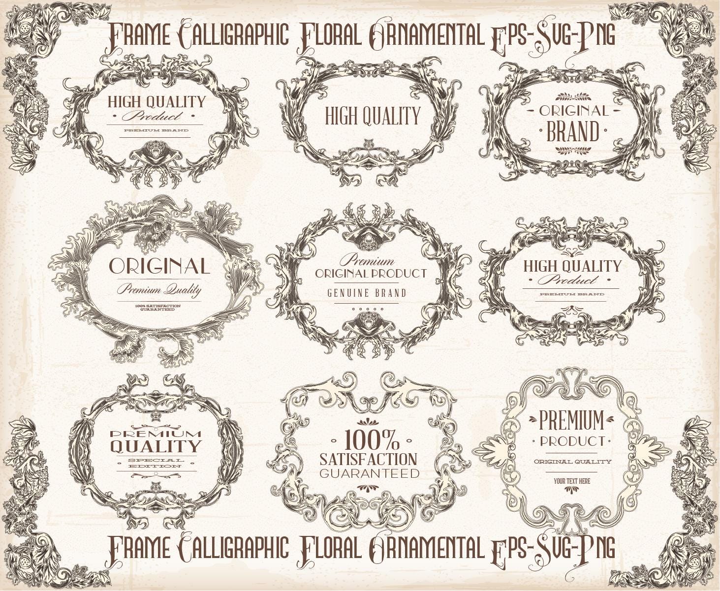 Vintage Frames & Borders Bundle | Ornamental Calligraphic Floral ...