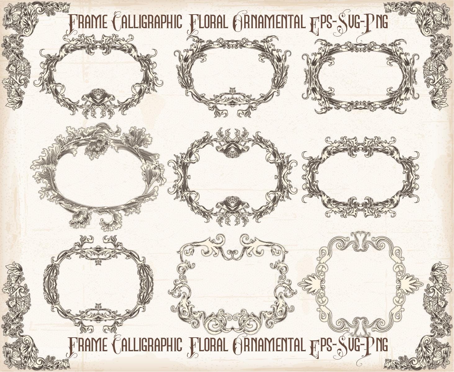 Vintage Frames & Borders Bundle | Ornamental Calligraphic Floral ...