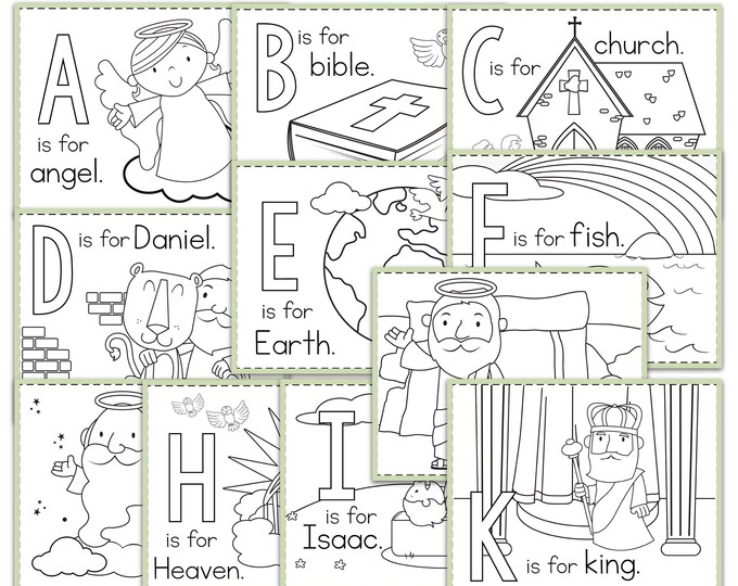 Abcs of the Bible Coloring Pages Religious Alphabet Worksheets - Etsy