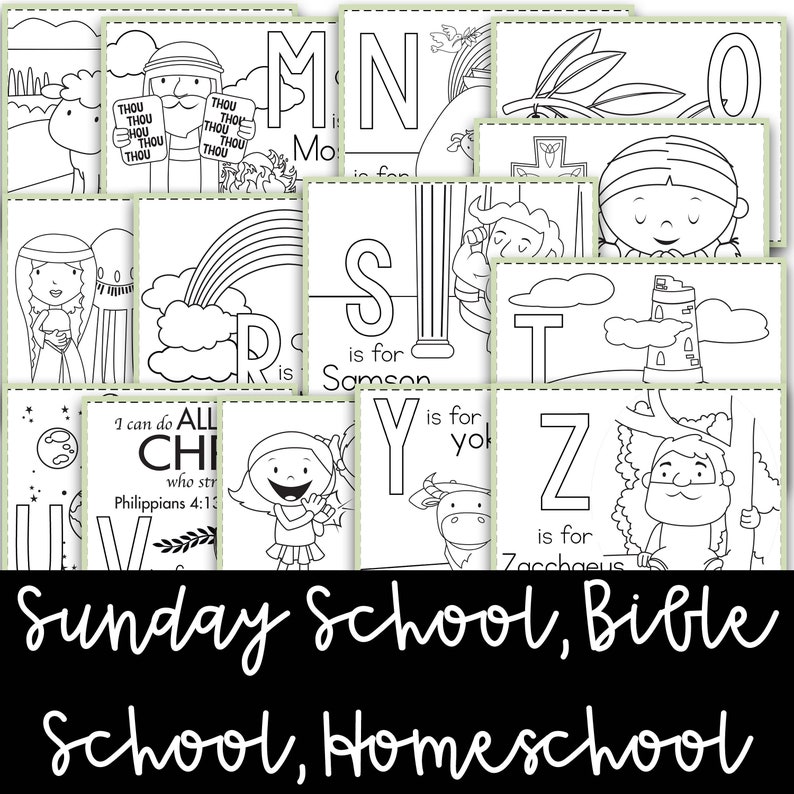 Abcs of the Bible Coloring Pages Religious Alphabet Worksheets - Etsy