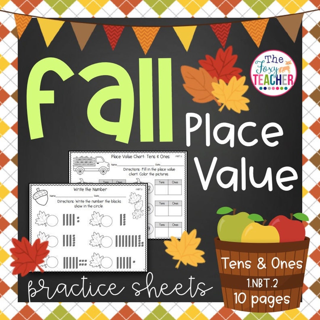 Fall Place Value Worksheets First or Second Grade Math - Etsy