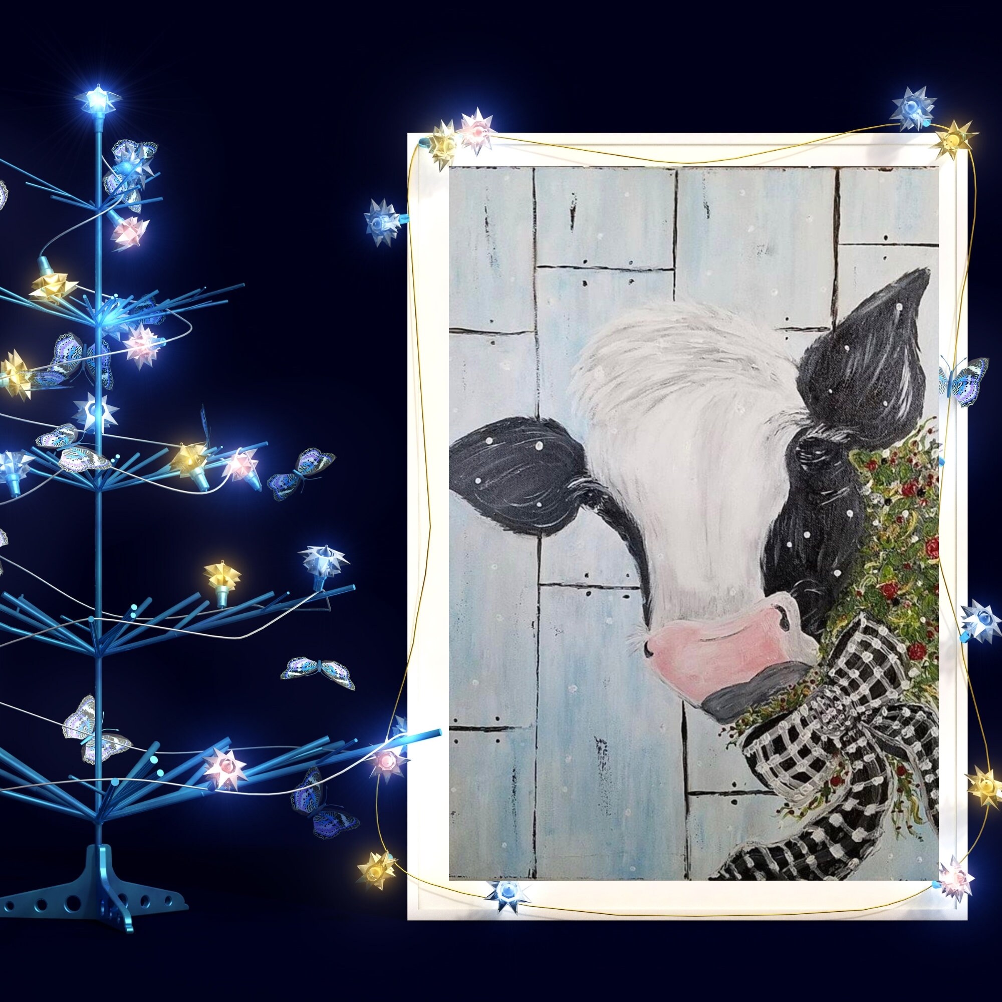 DIY Paint Party Kit Instant Download Farmhouse Christmas Cow Includes ...