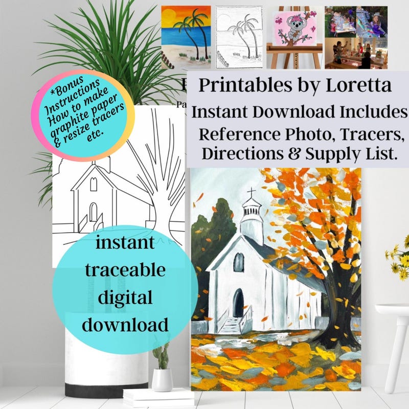 Autumn Church Painting - Etsy