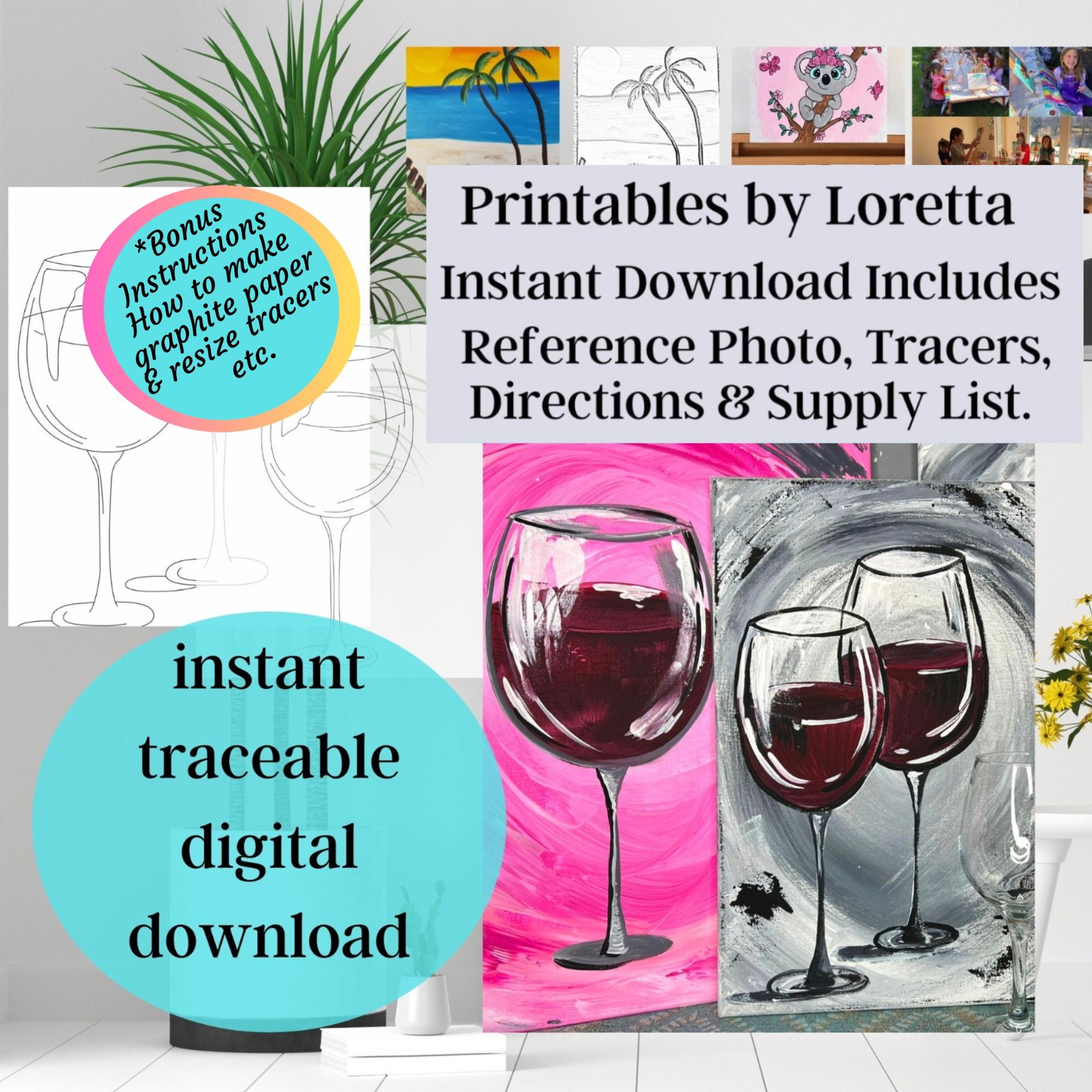 DIY Wine Paint Party Kit: Traceable Template & Instructions (digital ...