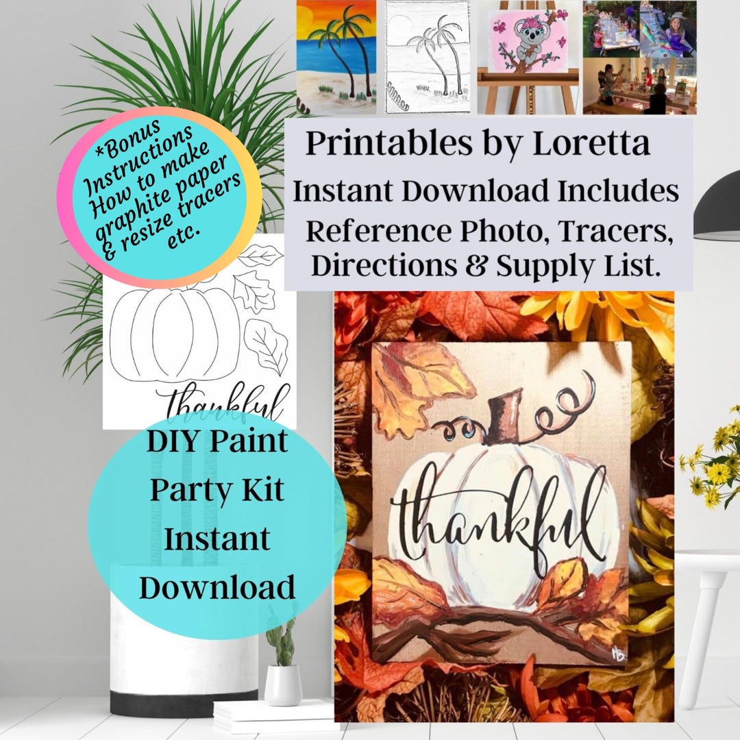 DIY Paint Party Kit Instant Download,thankful Pumpkin,paint Party ...