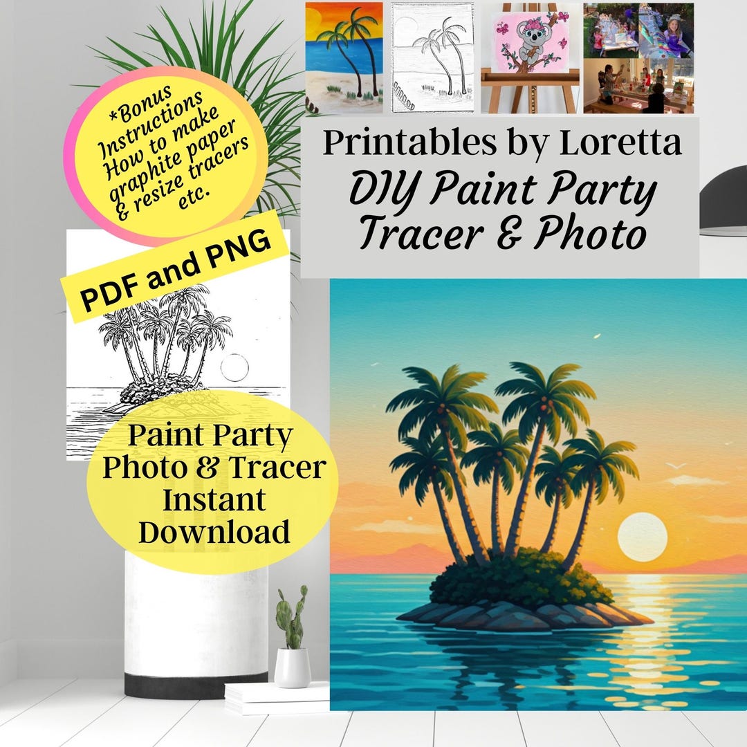 Island Sunset Paint Party Kit: Tracer & Photo (digital Download) - Etsy