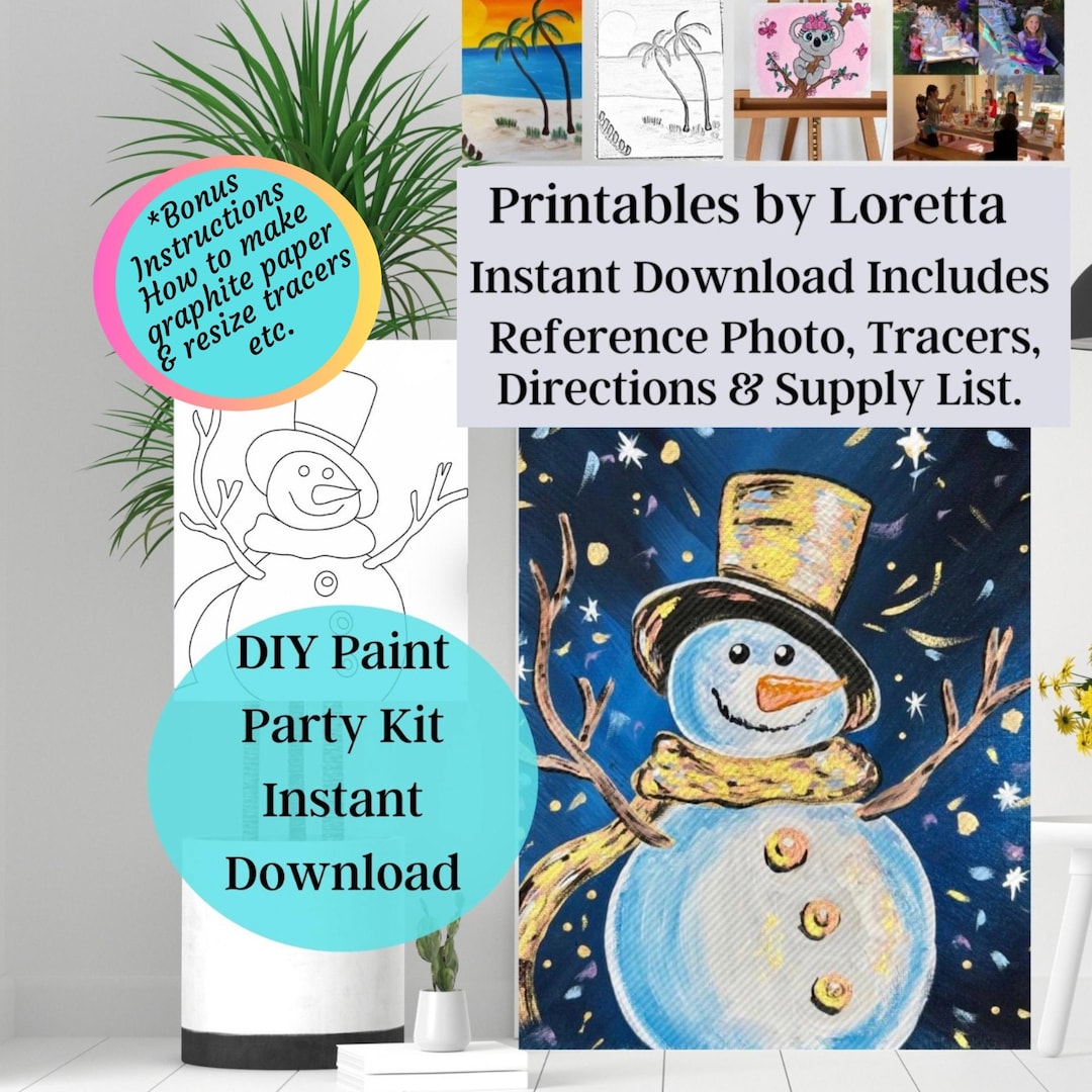 DIY Paint Party Kit Instant Download Winter Snowman Fun Paint & Sip ...