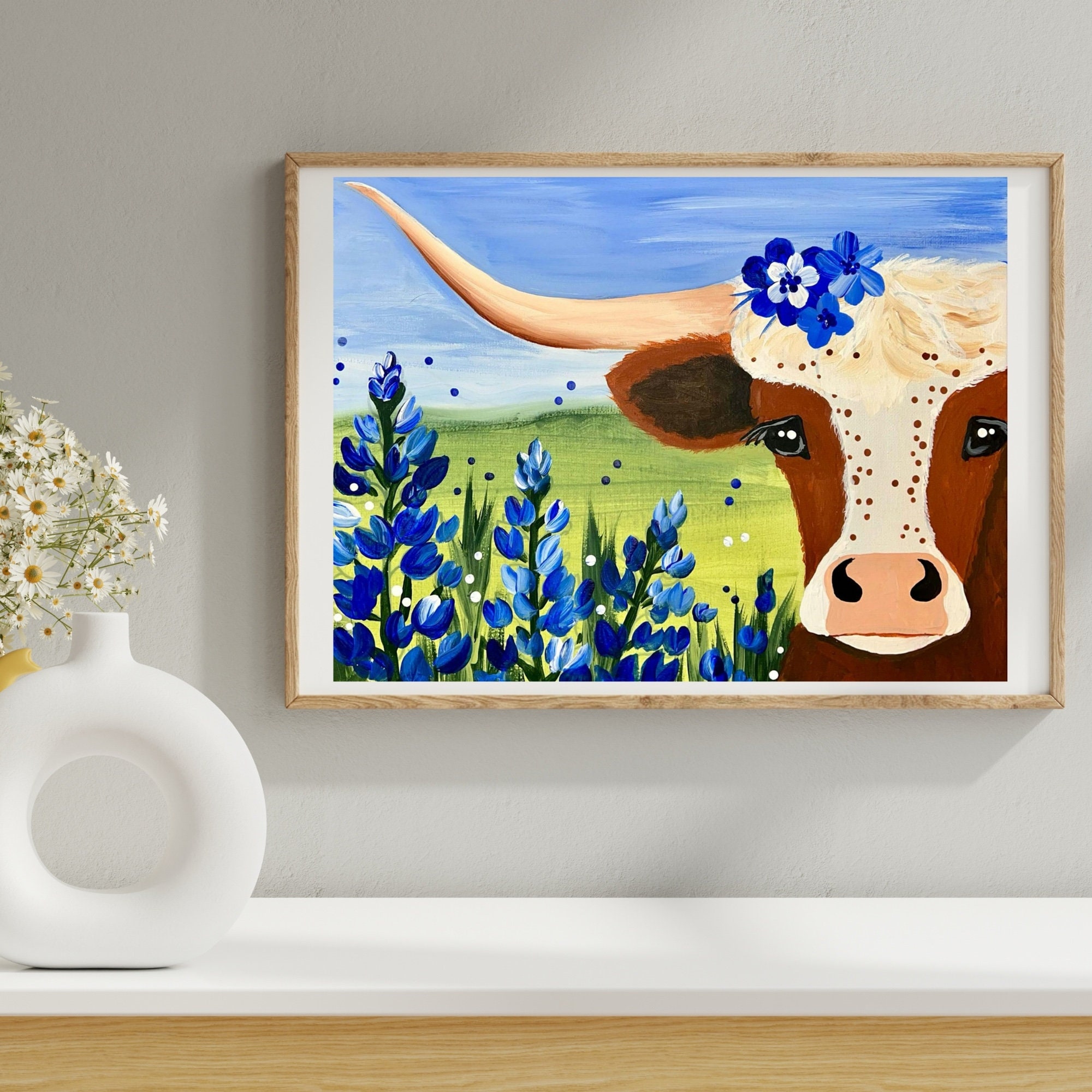 Longhorn Cow Paint Party Kit: DIY Farm Art (digital Download)photo ...