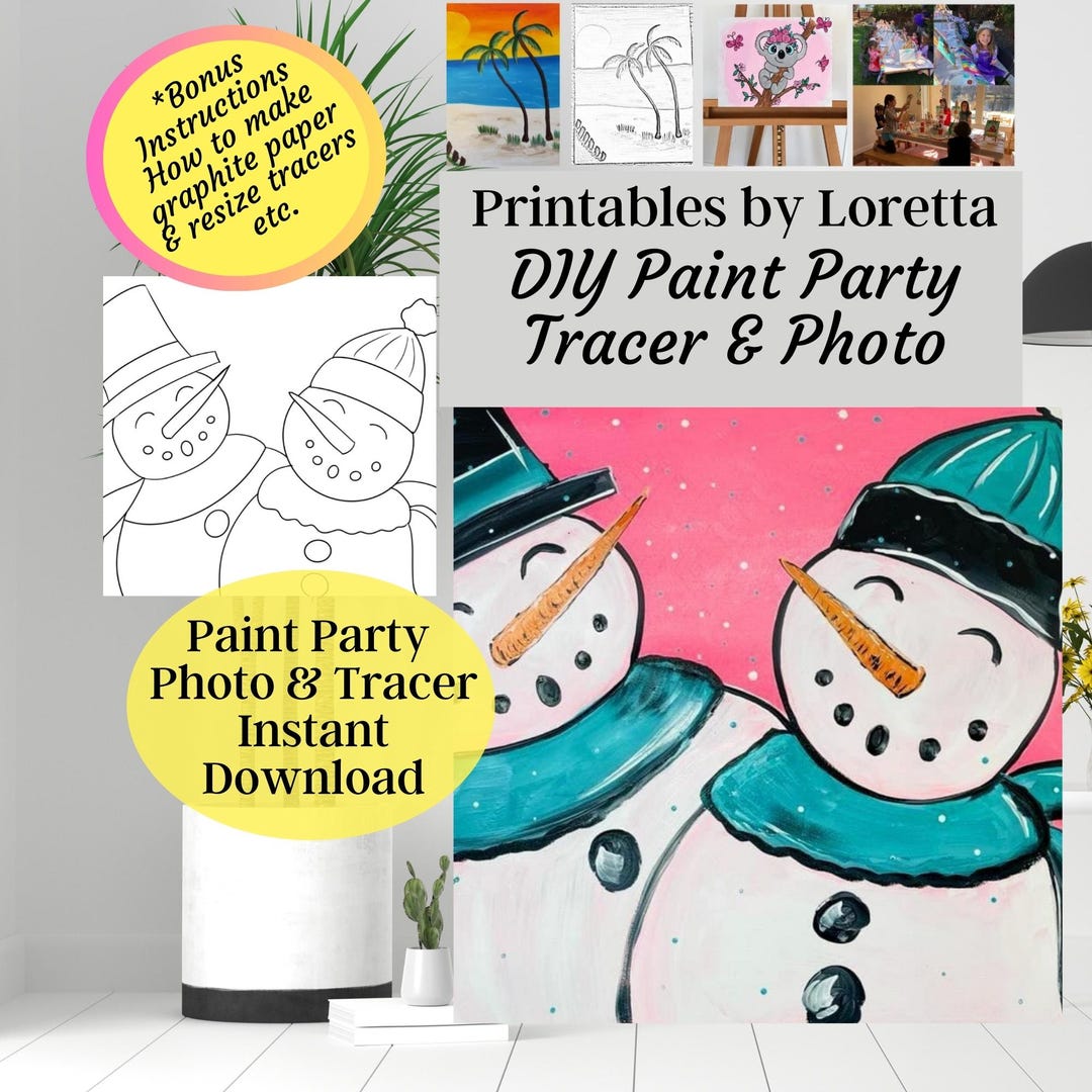 Snowmen Paint Party Kit: Tracer & Photo (digital Download) - Etsy