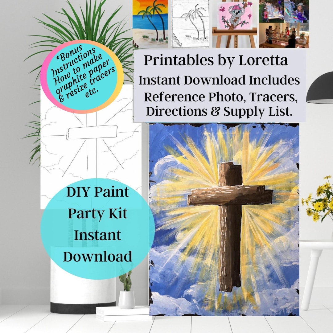 Rustic Cross DIY Paint Party Kit: Traceable Template (digital Download ...