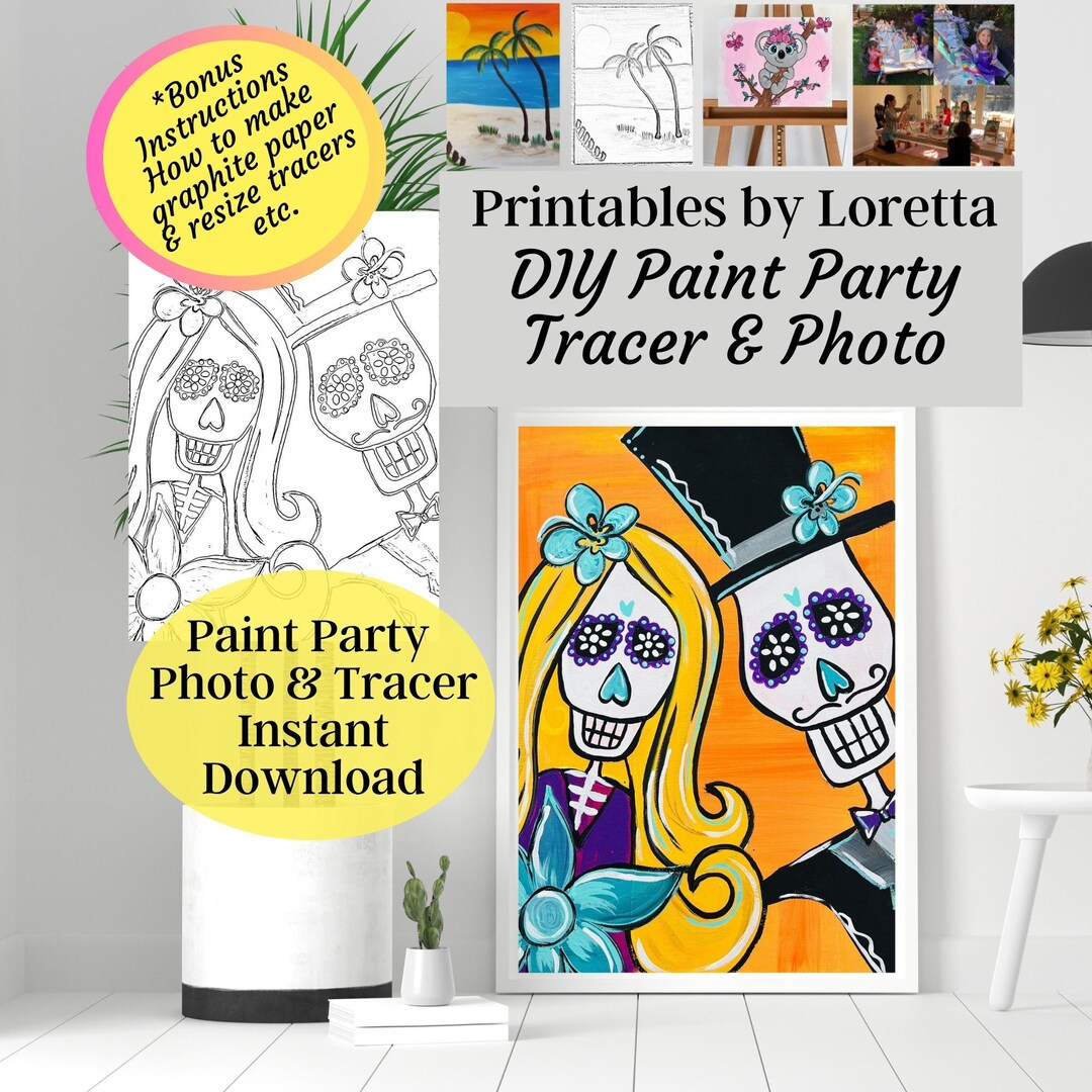 DIY Paint Party Kit Instant Download Skeletons , Paint & Sip Party ...
