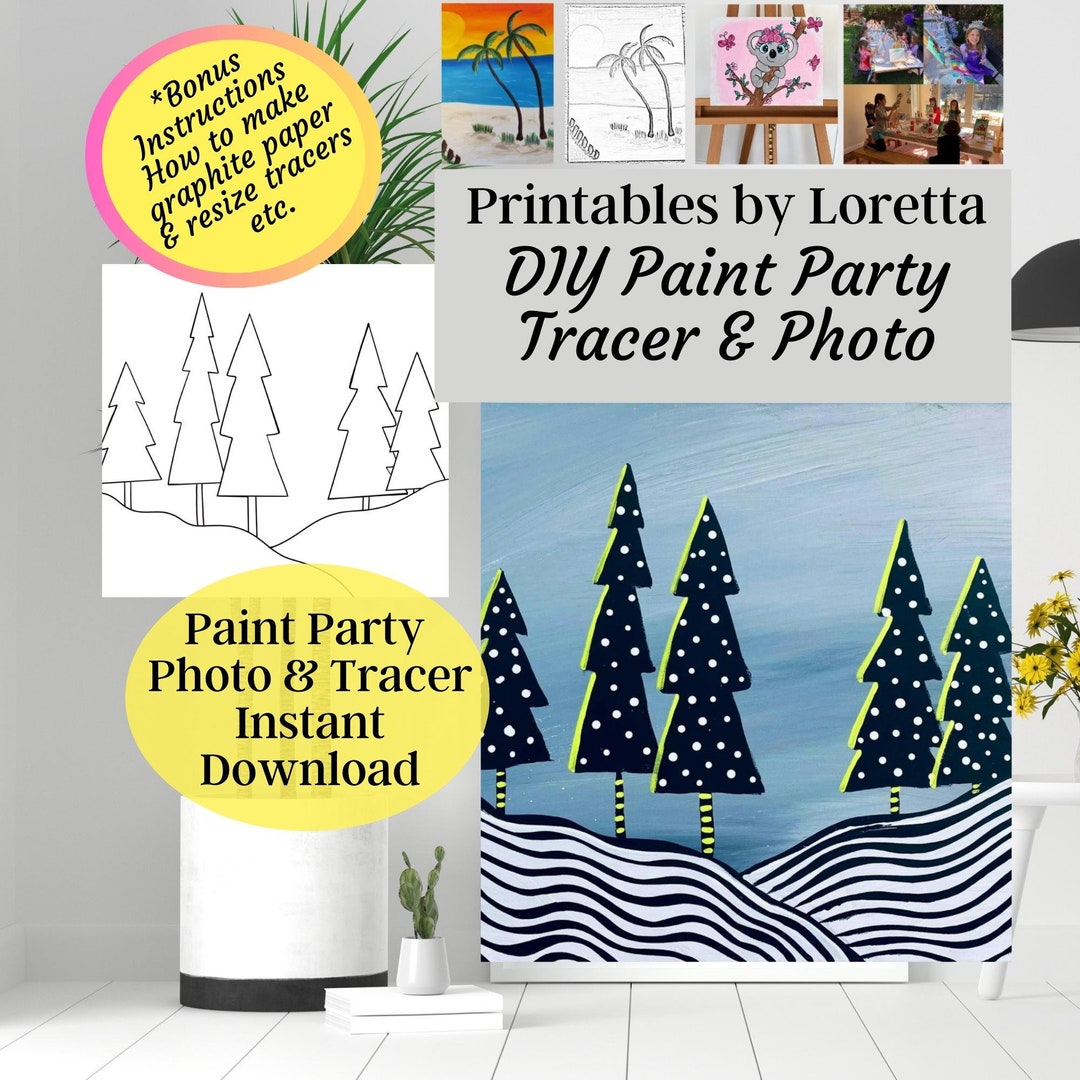 DIY Paint Party Kit Instant Download Winter Wonderland Trees, Paint ...