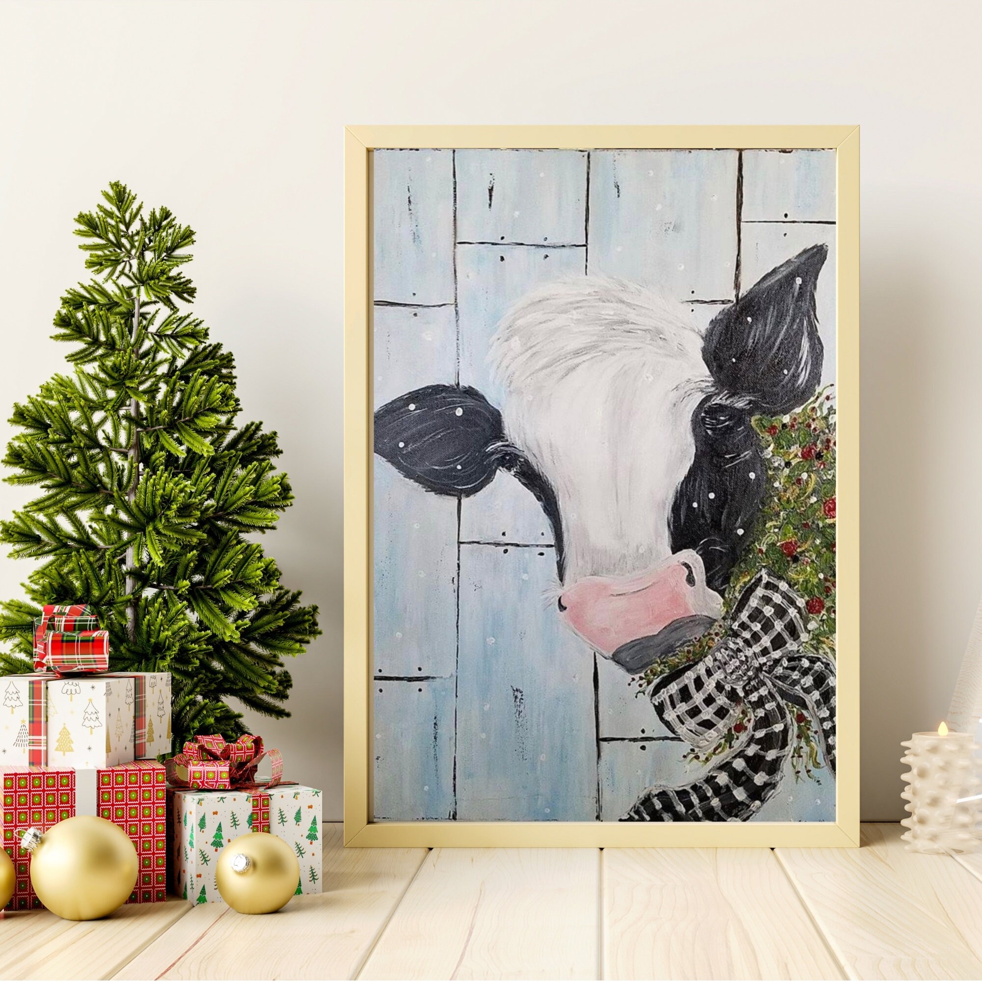 DIY Paint Party Kit Instant Download Farmhouse Christmas Cow Includes ...
