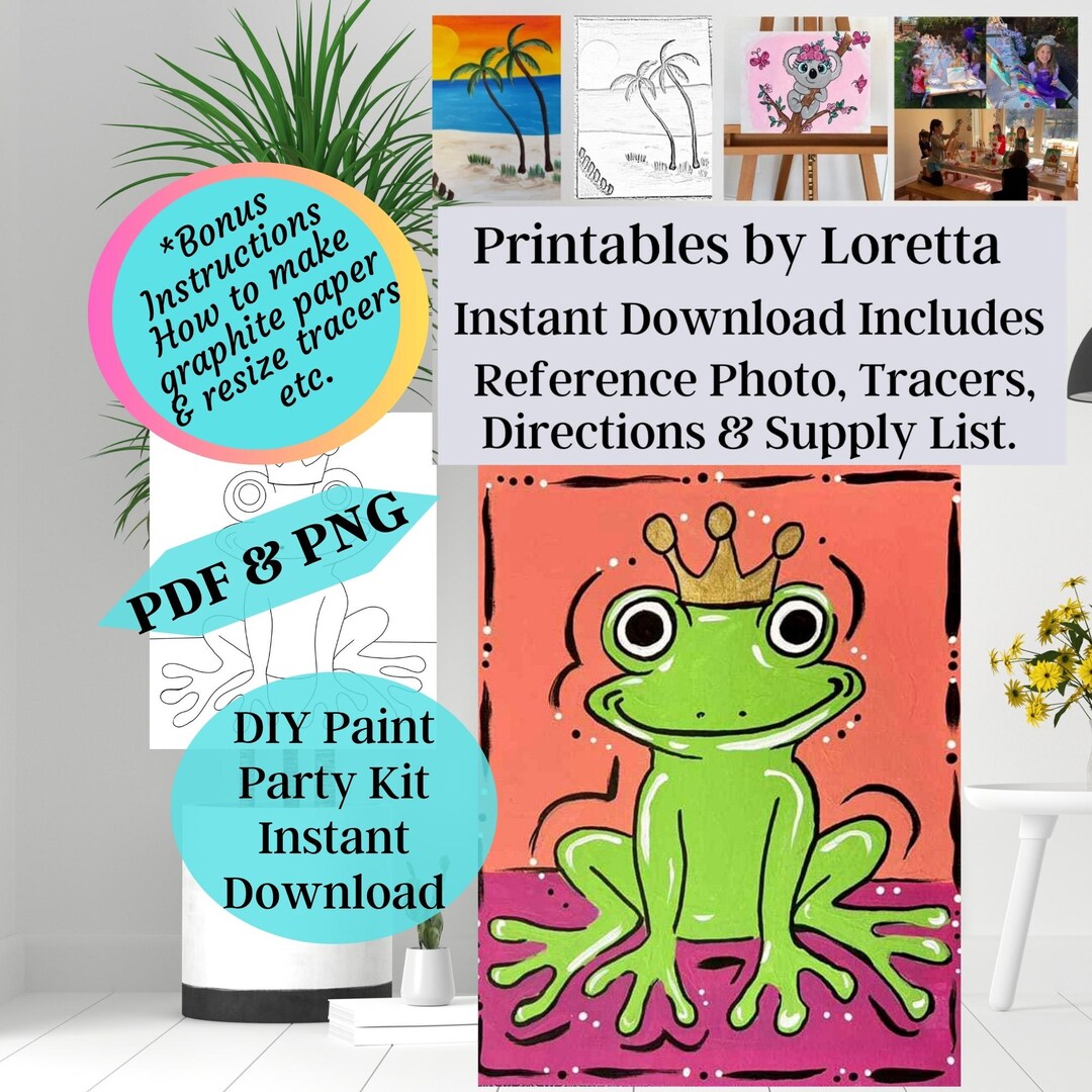 DIY Paint Party Kit Instant Download Frog Prince, Includes Photo ...