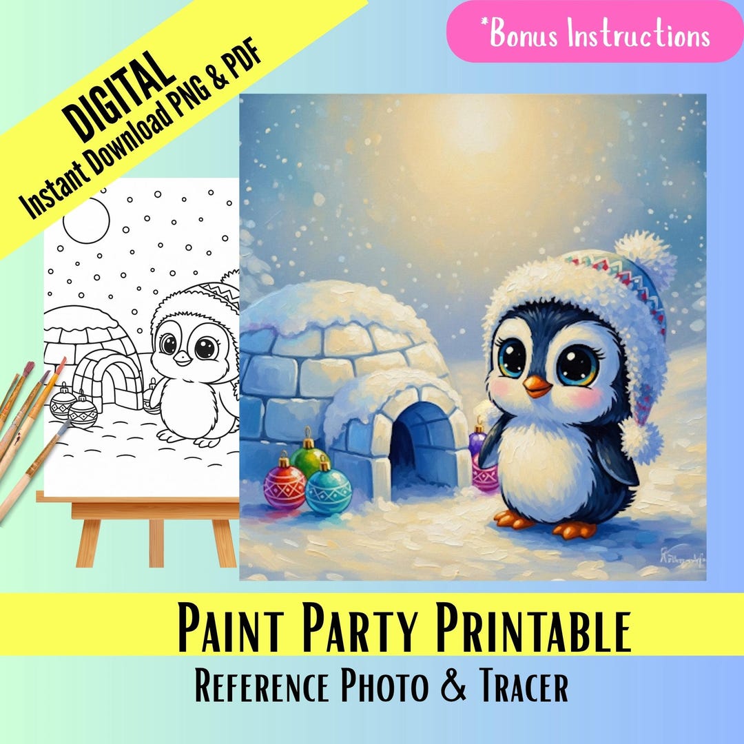 Winter Penguin Paint Party Kit: DIY Holiday Art (digital Download ...