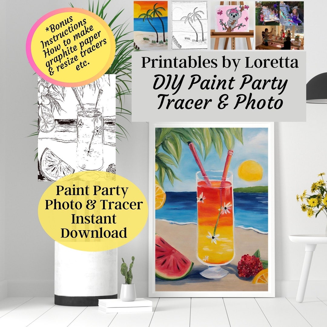 DIY Paint Party Kit Instant Download Cocktail on the Beach, Paint & Sip ...