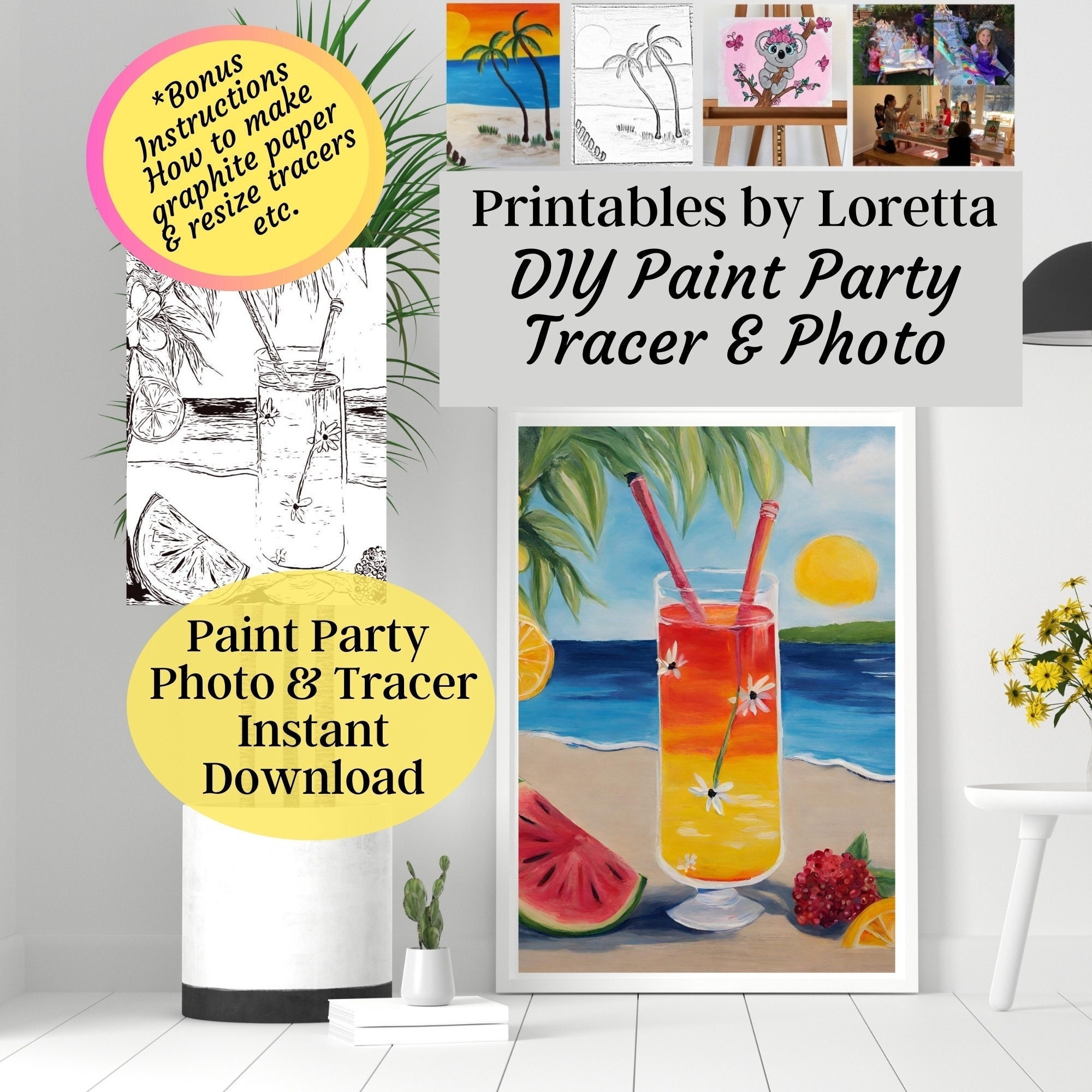 DIY Paint Party Kit Instant Download Cocktail on the Beach, Paint & Sip ...