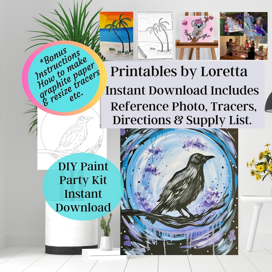 Halloween Raven Paint Party Kit: DIY Twilight Painting (digital ...