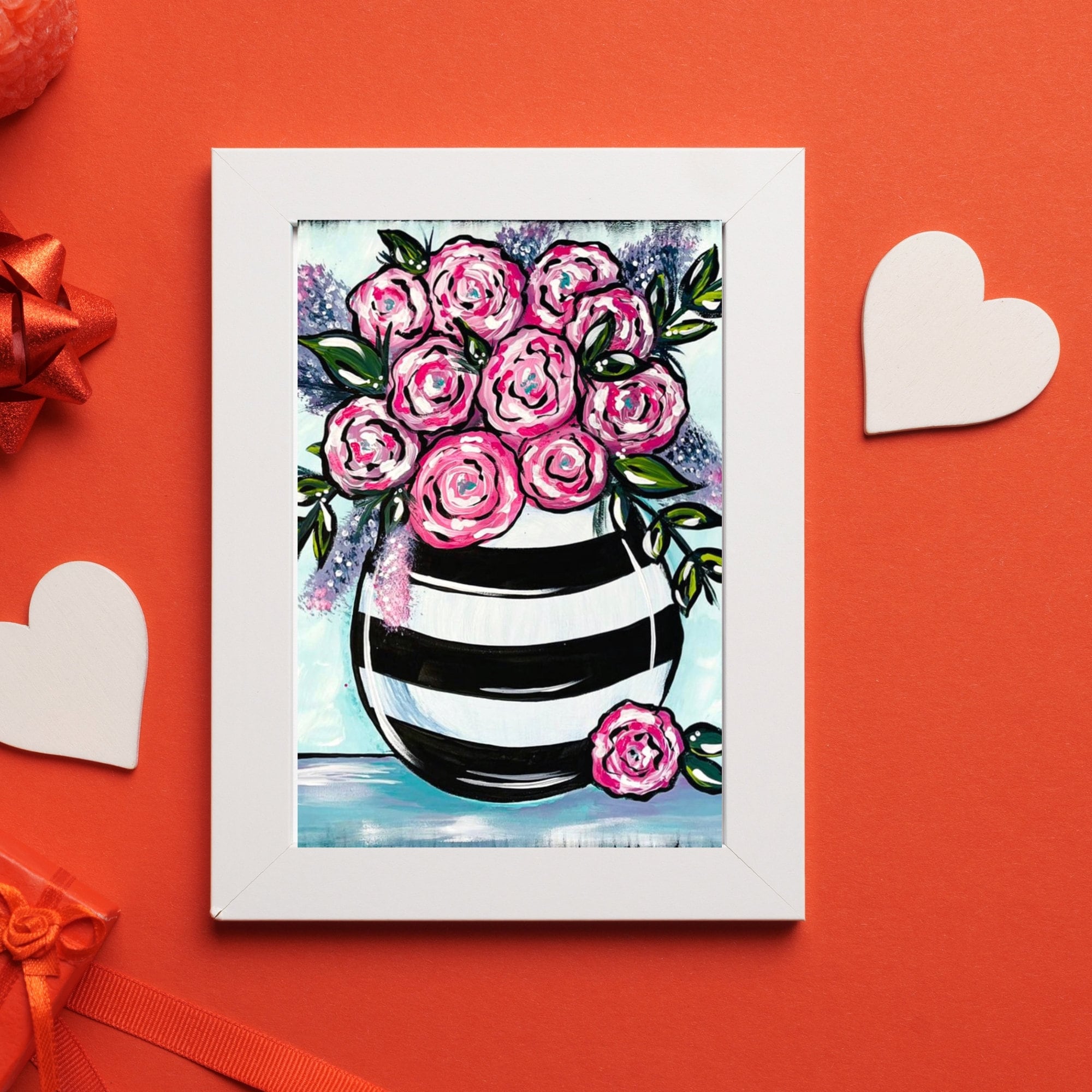 DIY Paint Party Kit Instant Download Vase of Flowers Includes Photo, Tracer to Predraw Canvas ...