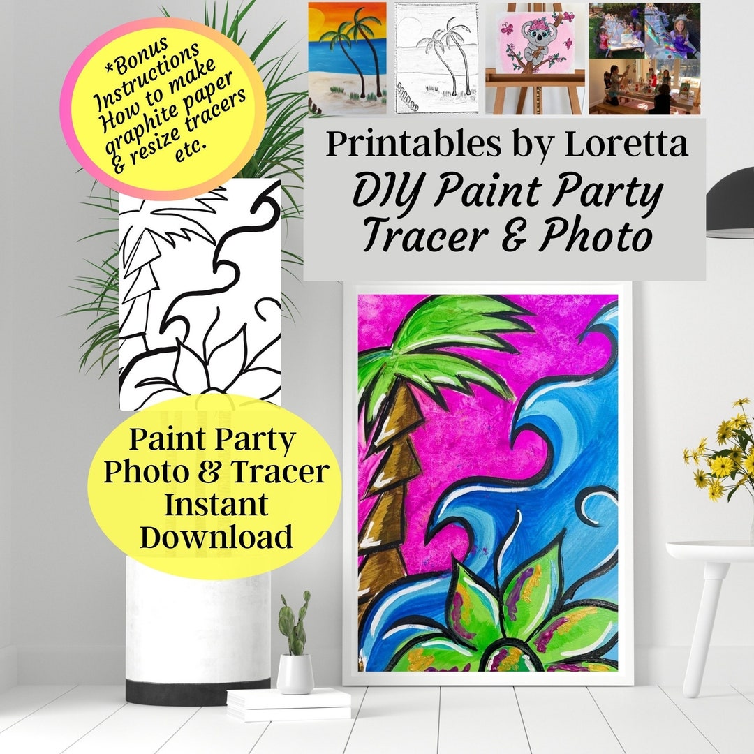 DIY Paint Party Kit Instant Download Abstract Beach Scene Painting for ...