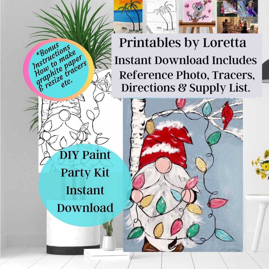 Winter Gnome Paint Party Kit: DIY Christmas Painting (digital Download ...