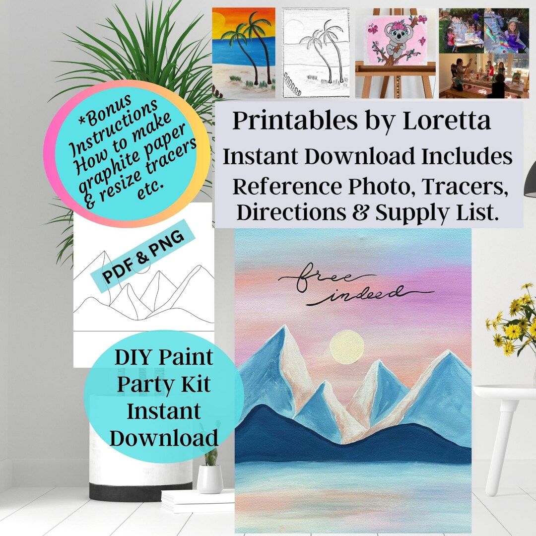 DIY Paint Party Kit Instant Download Free Mountains ,includes Reference ...