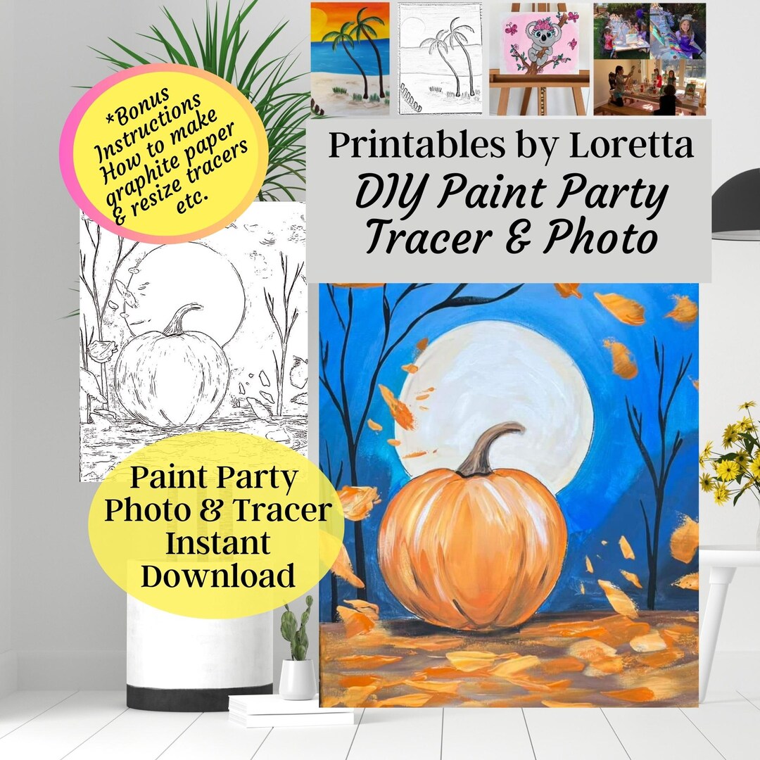 DIY Paint Party Kit Instant Download Pumpkin and Moon , Paint & Sip ...