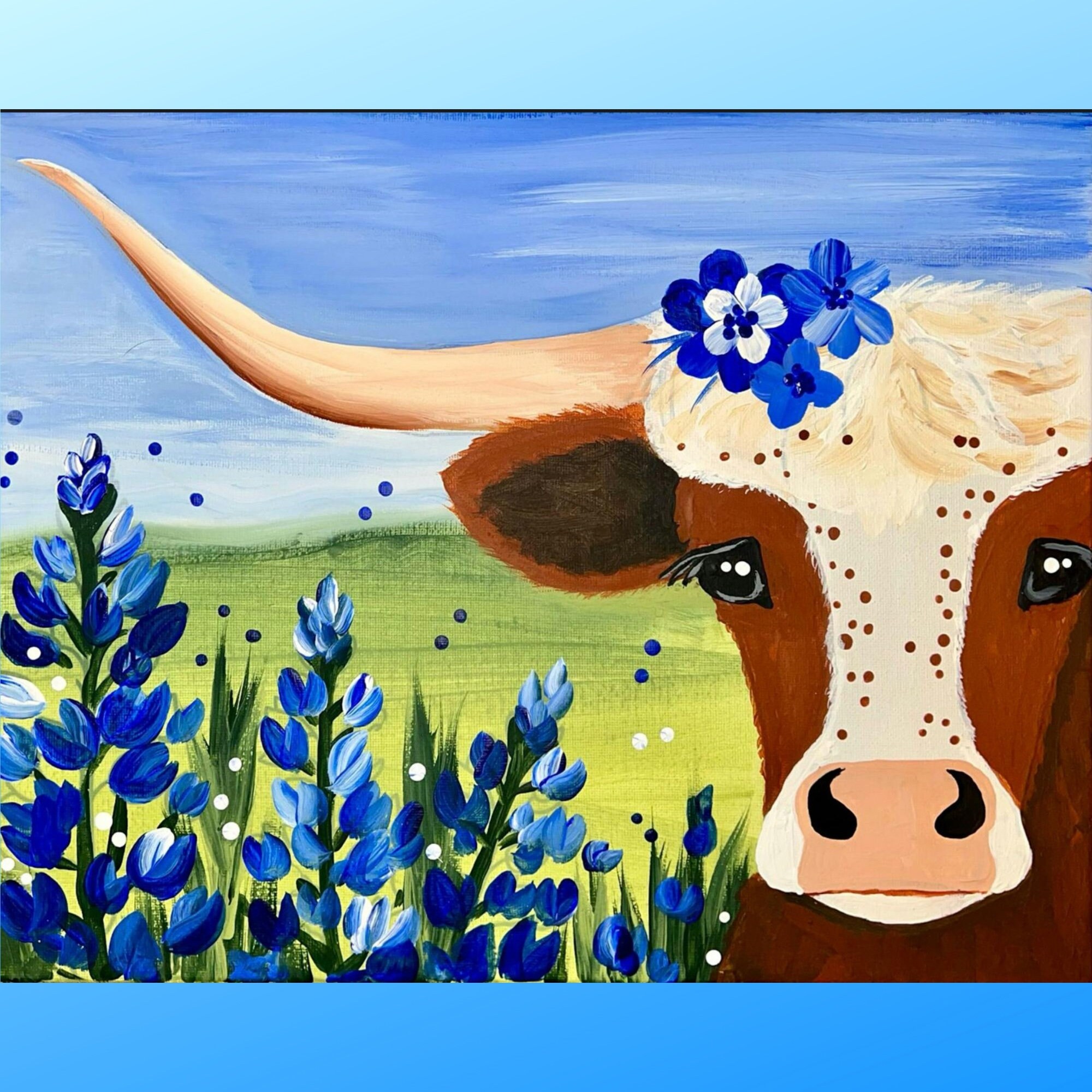 Longhorn Cow Paint Party Kit: DIY Farm Art (digital Download)photo ...