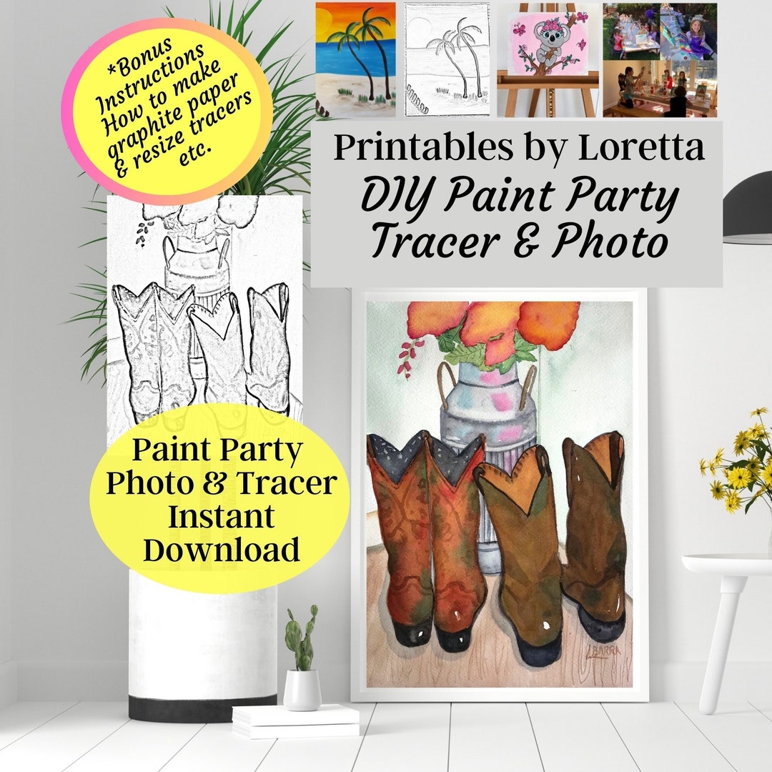 Cowboy Boots Paint Party Kit: Tracer & Photo (digital Download) - Etsy