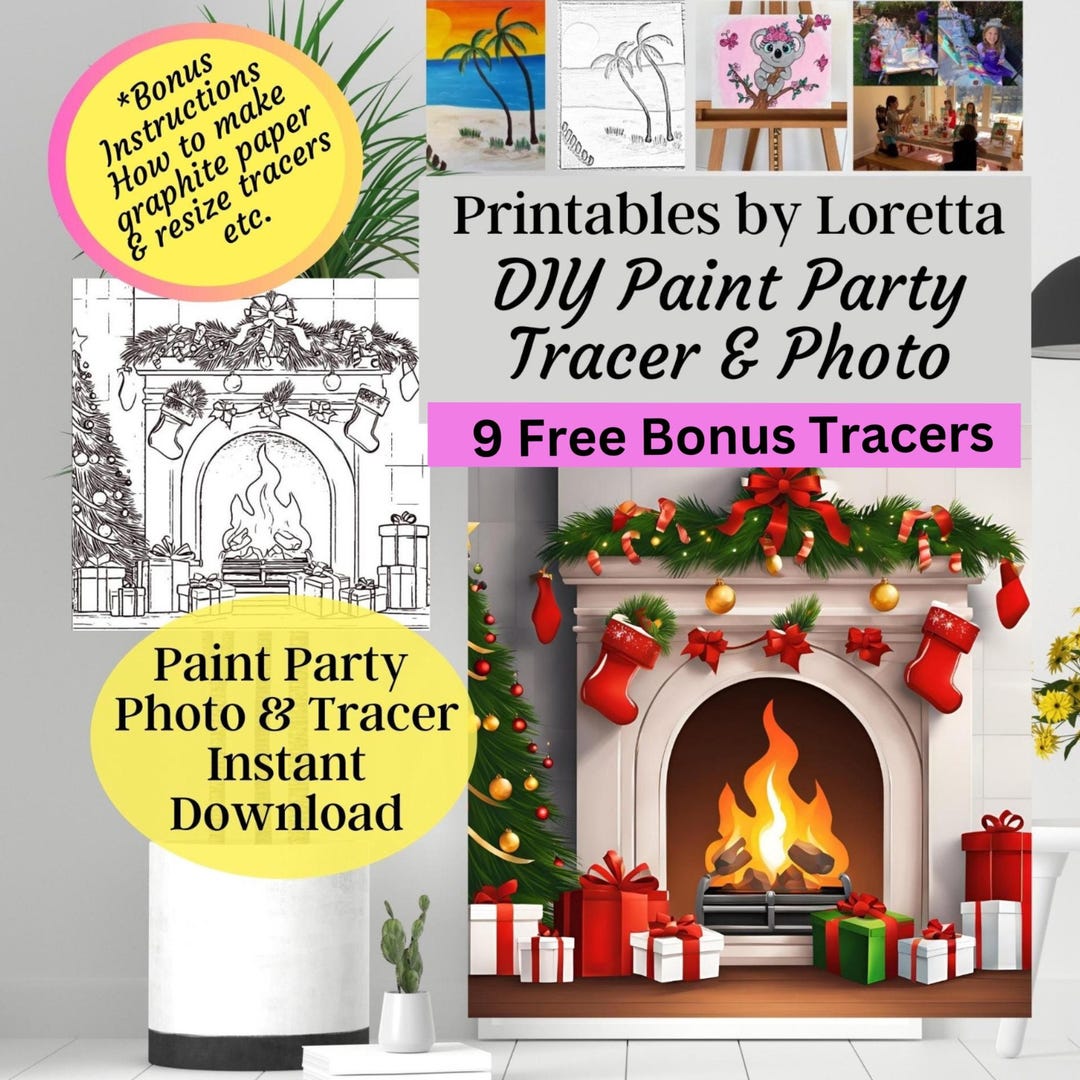 DIY Paint Party Kit Instant Download Christmas Fireplace Hearth,paint ...