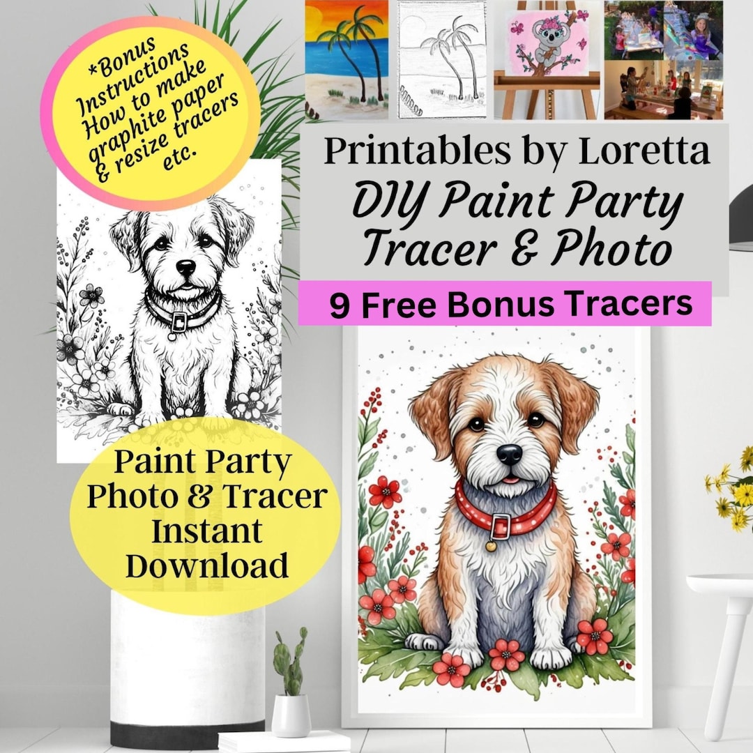 DIY Paint Party Kit Instant Download Christmas Doodle Puppy, Paint ...