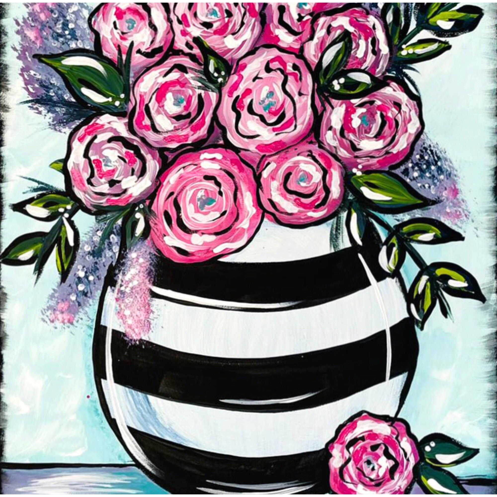 DIY Paint Party Kit Instant Download Vase of Flowers Includes Photo ...