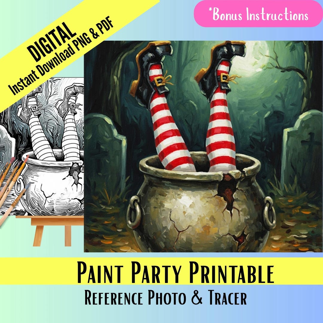 Whimsical Witch Legs Cauldron Paint Party Kit: DIY Halloween Art ...