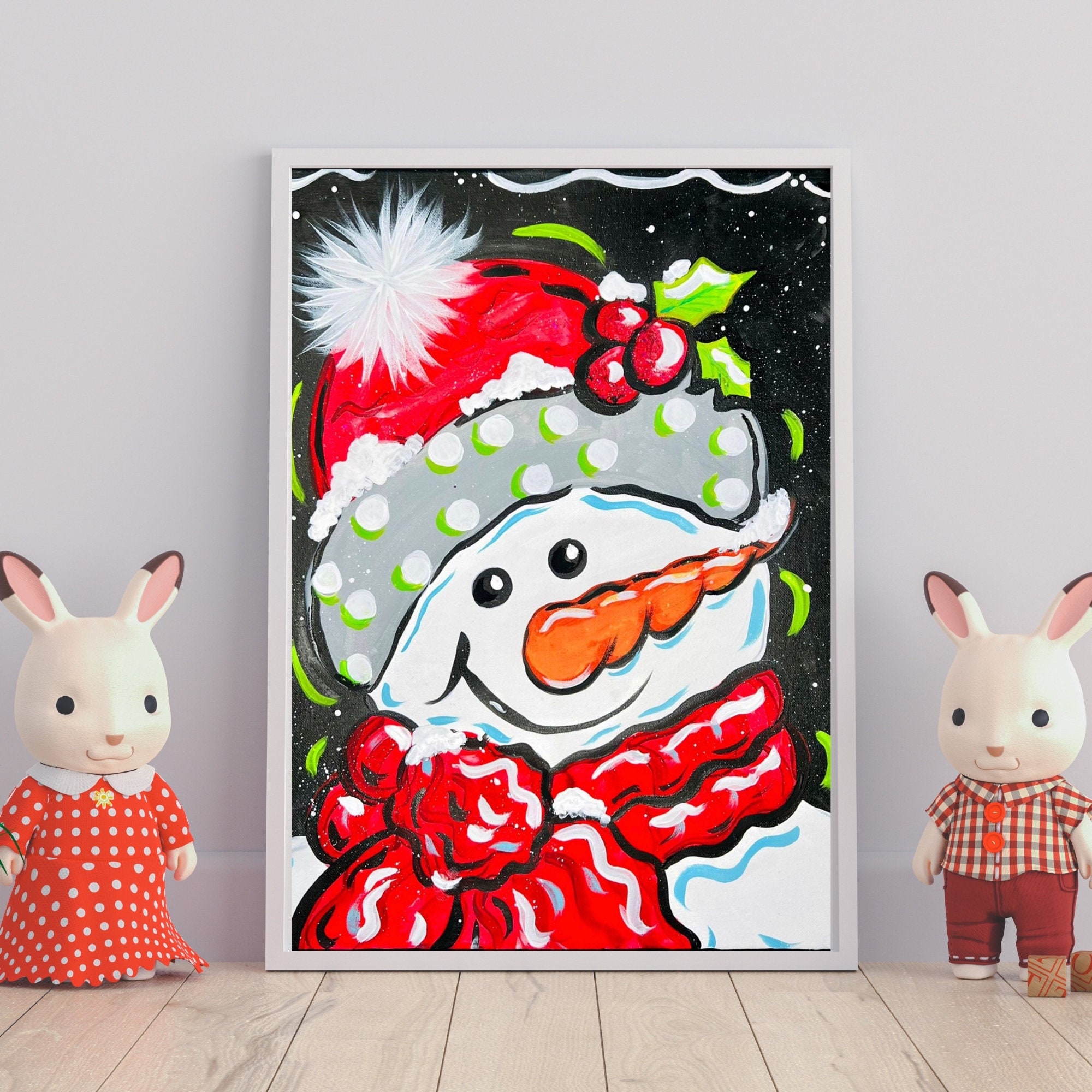 DIY Paint Party Kit Instant Download Happy Christmas Snowman Paint ...