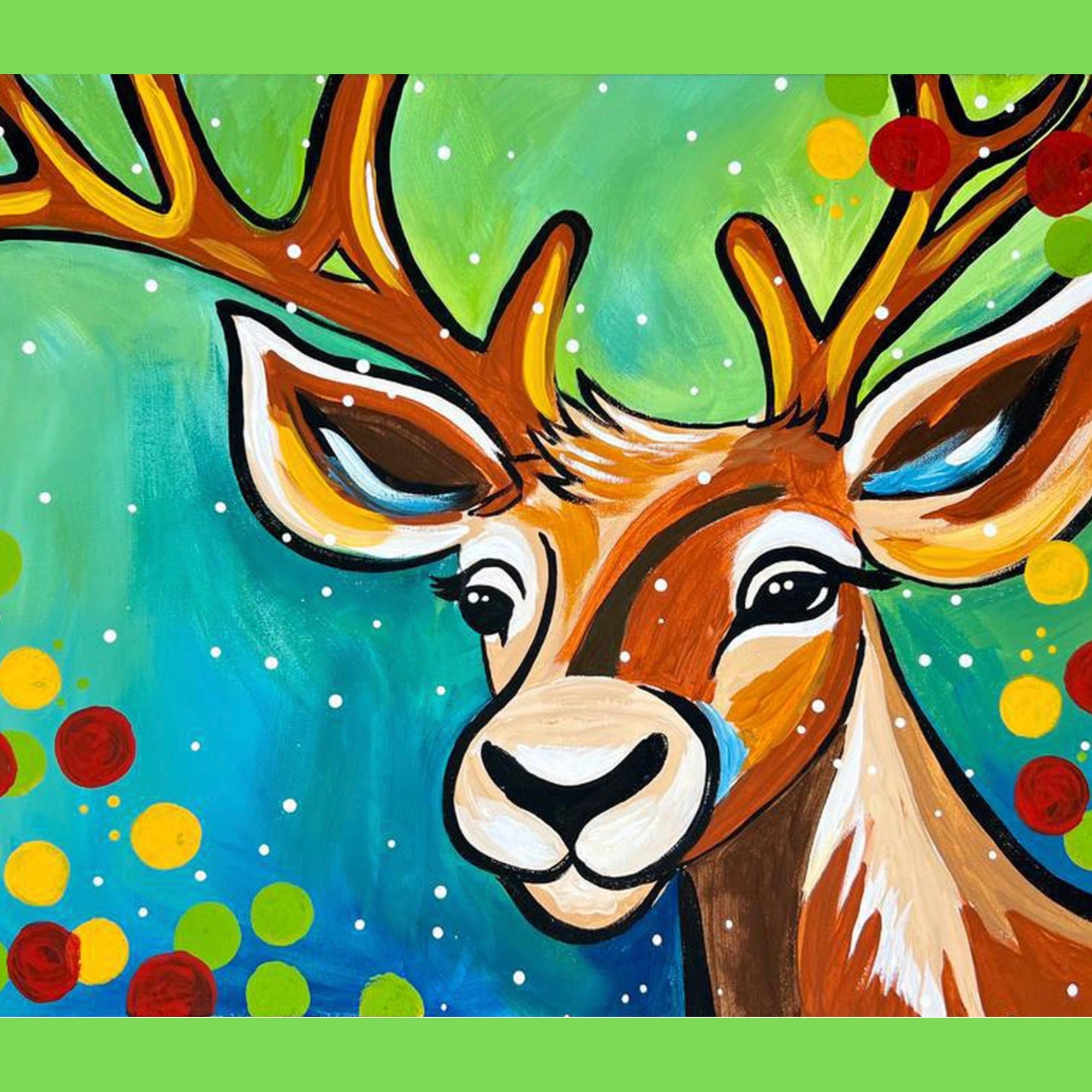 Christmas Reindeer DIY Paint Party Kit (digital Download) Photo, Tracer ...