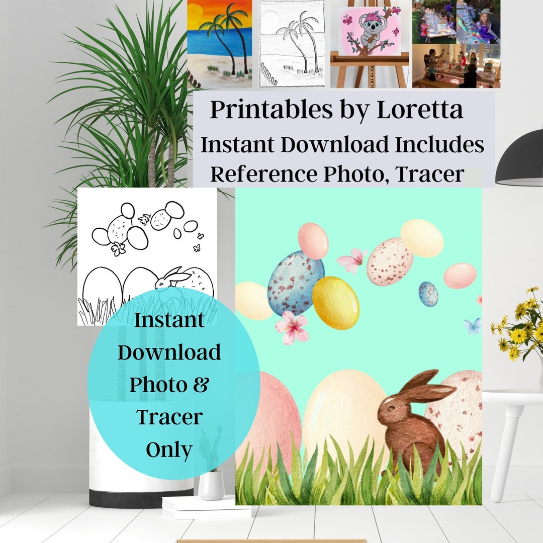 DIY Paint Party Kit Instant Download Easter Bunny With Easter Eggs, Paint & Sip Party,**tracer ...
