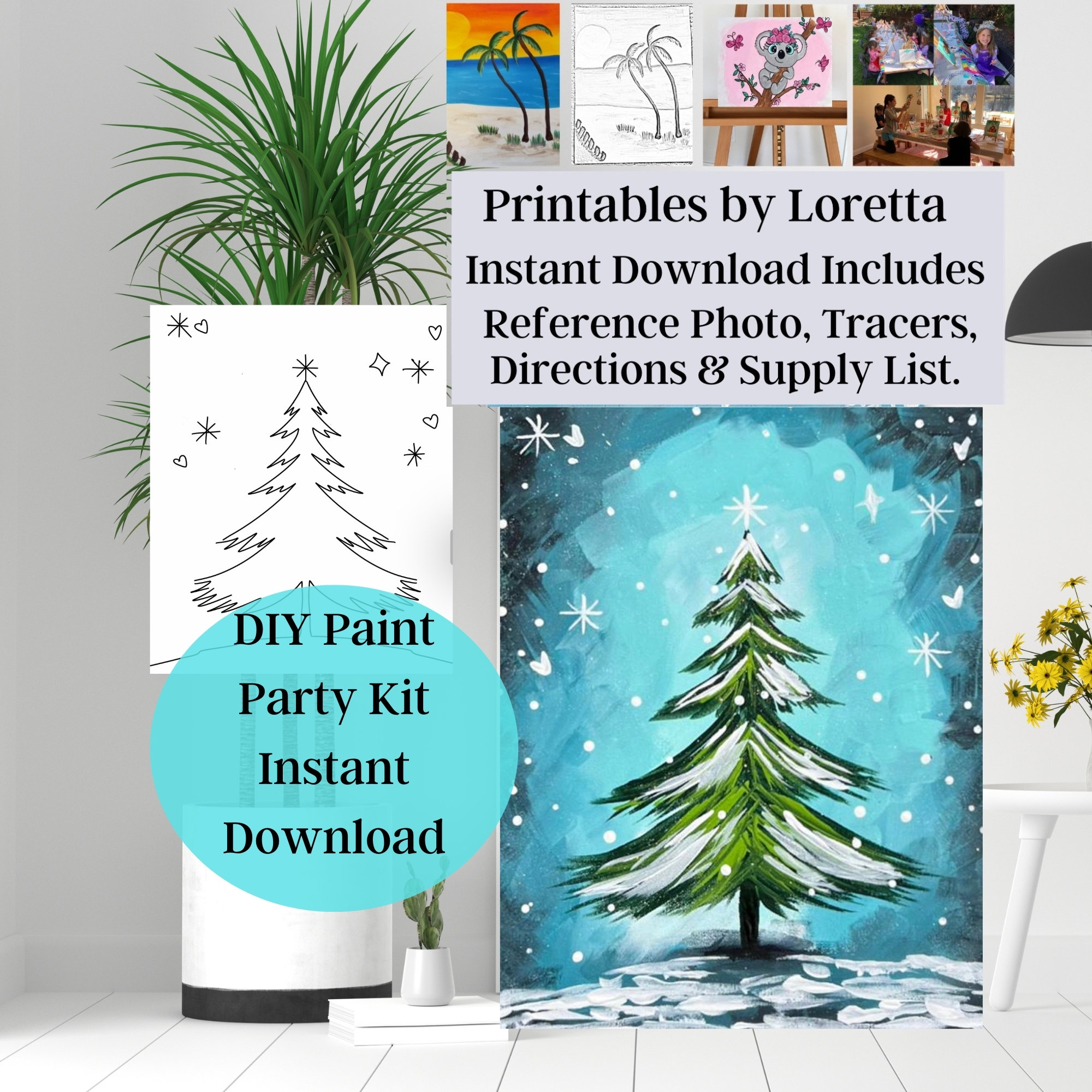 DIY Paint Party Kit Instant Download Magical Christmas Tree Paint & Sip ...