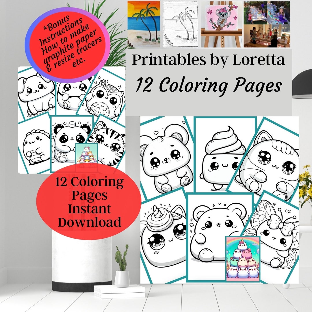 Squishables Coloring Pages Instant Download 12 Page Coloring Bundle ...