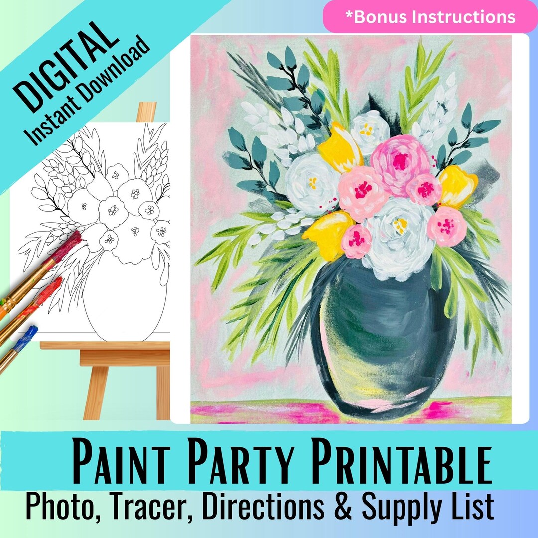 DIY Paint Party Kit Instant Download Spring Florals ,includes Reference ...