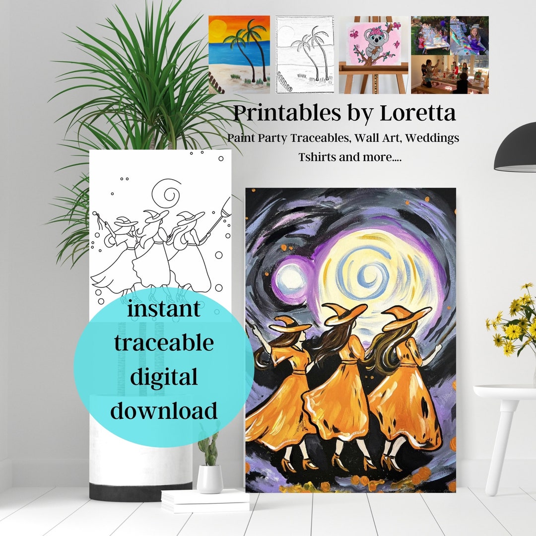 DIY Paint Party Kit Instant Download Spellbinding 3 Halloween Witches ...