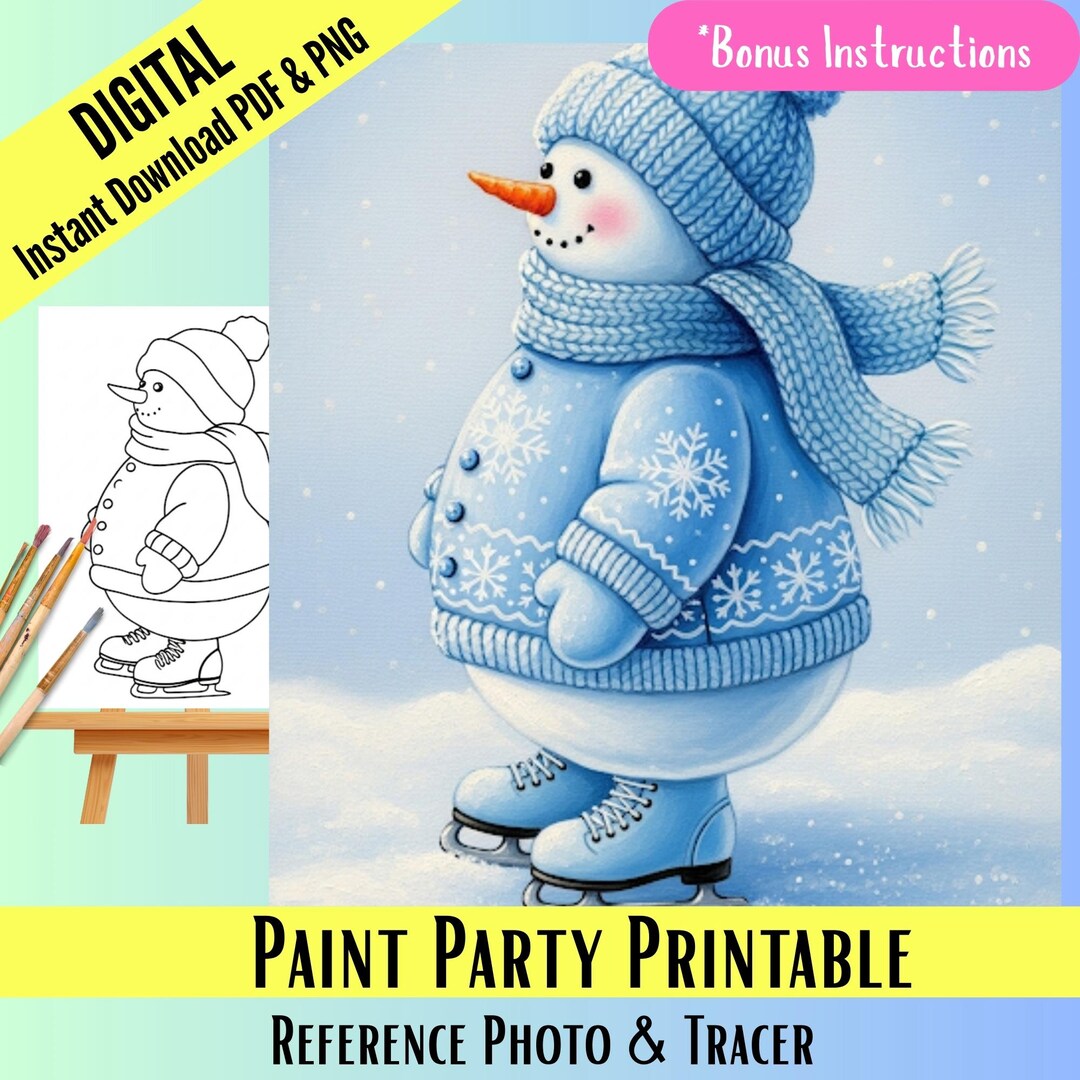 Ice Skating Snowman Paint Party Kit: DIY Acrylic Painting Tracer ...