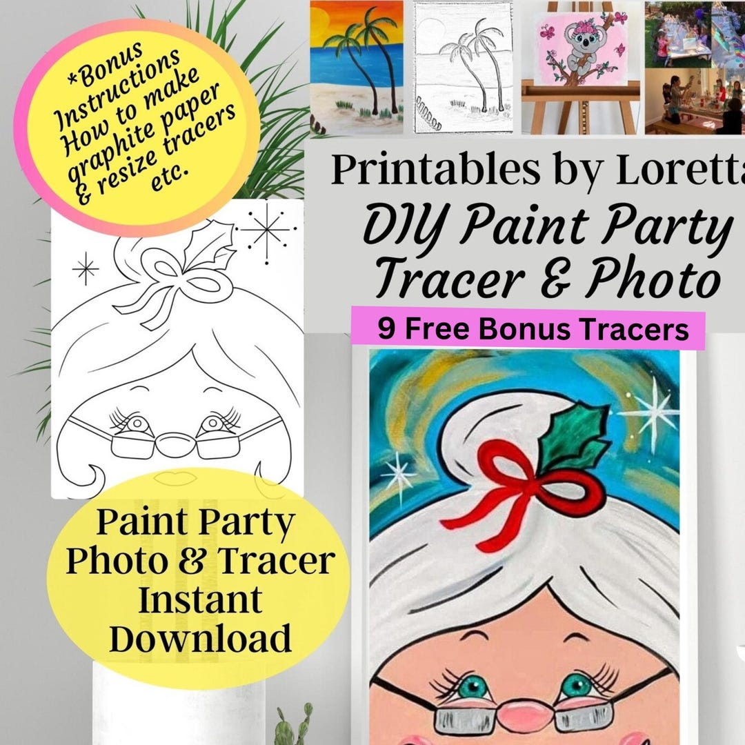 Mrs. Claus Paint Party Tracer & Reference Photo (digital Download) - Etsy