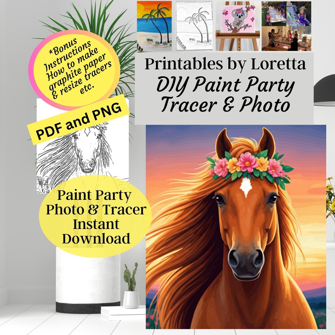 Horse Paint Party Kit: Tracer & Reference Photo (digital Download) - Etsy